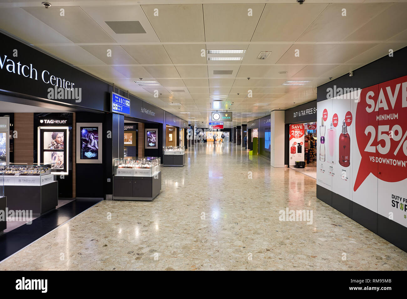 GENEVA, SWITZERLAND - NOVEMBER 19, 2015: inside of Geneva Airport ...