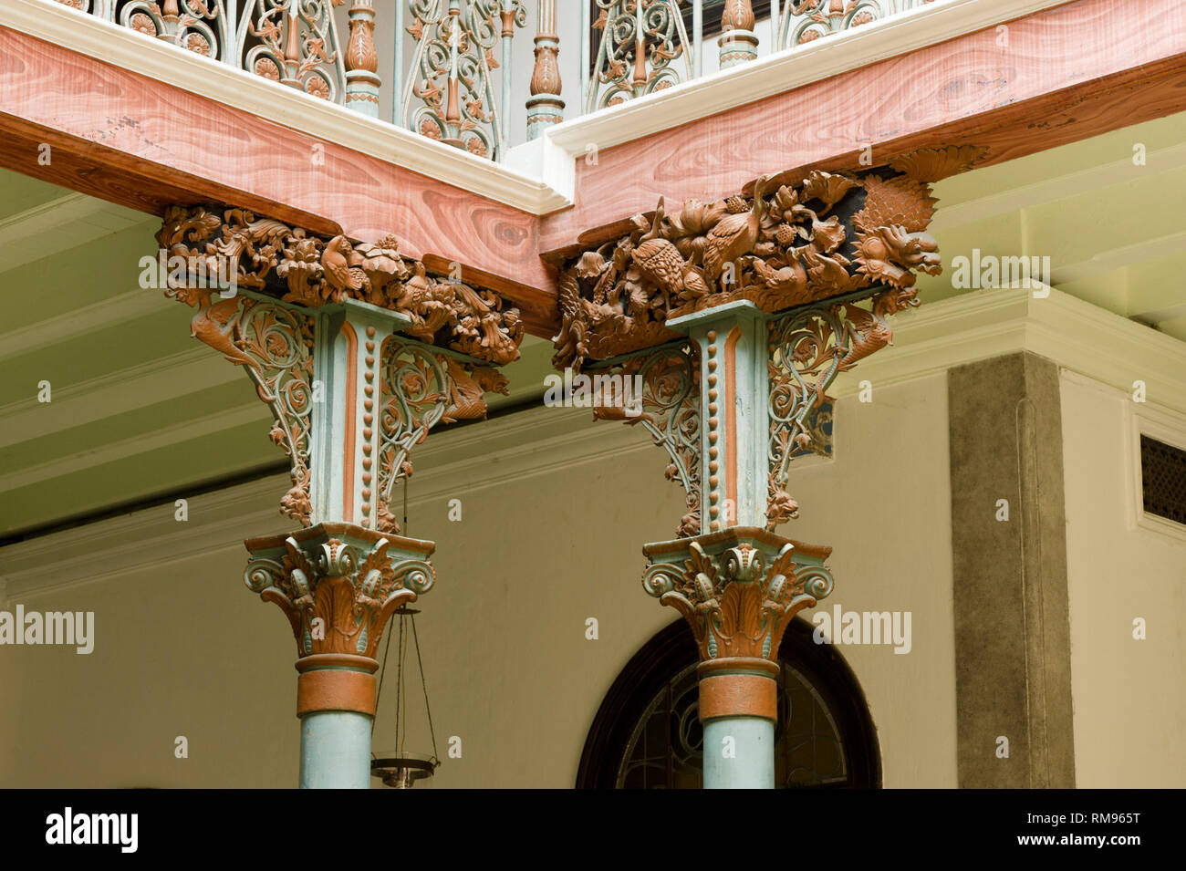 capitals of the cast iron columns in the main central courtyard in the ...