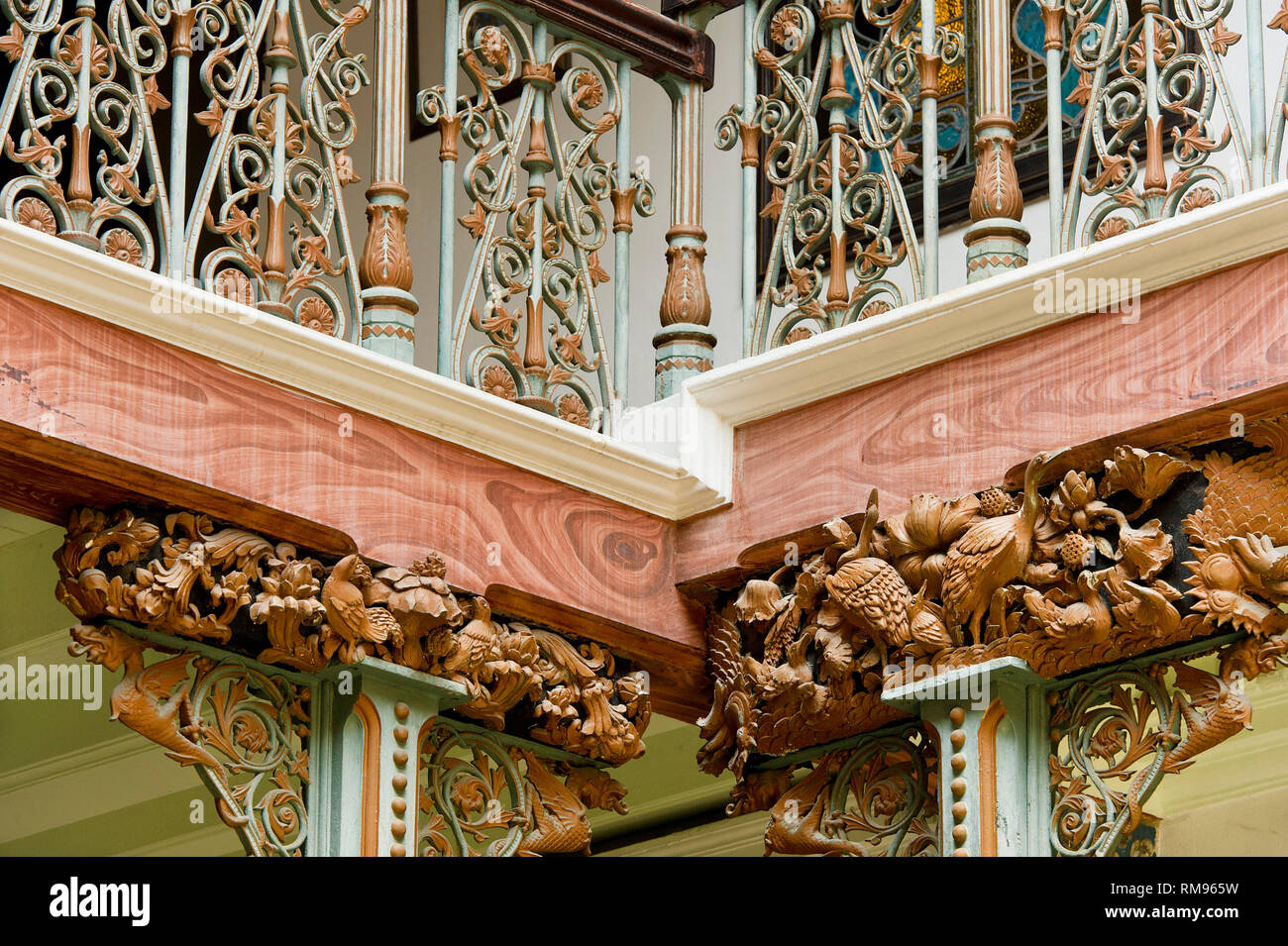 capitals of the cast iron columns in the main central courtyard in the ...