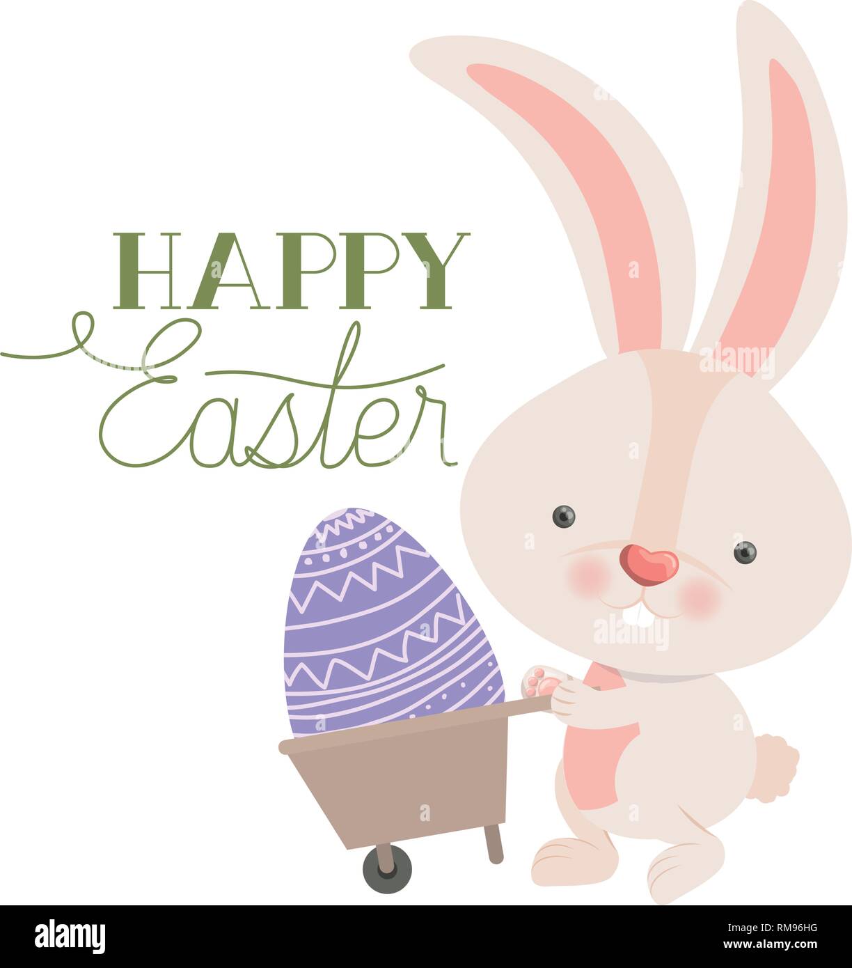 happy easter label with rabbit isolated icon Stock Vector Image & Art ...