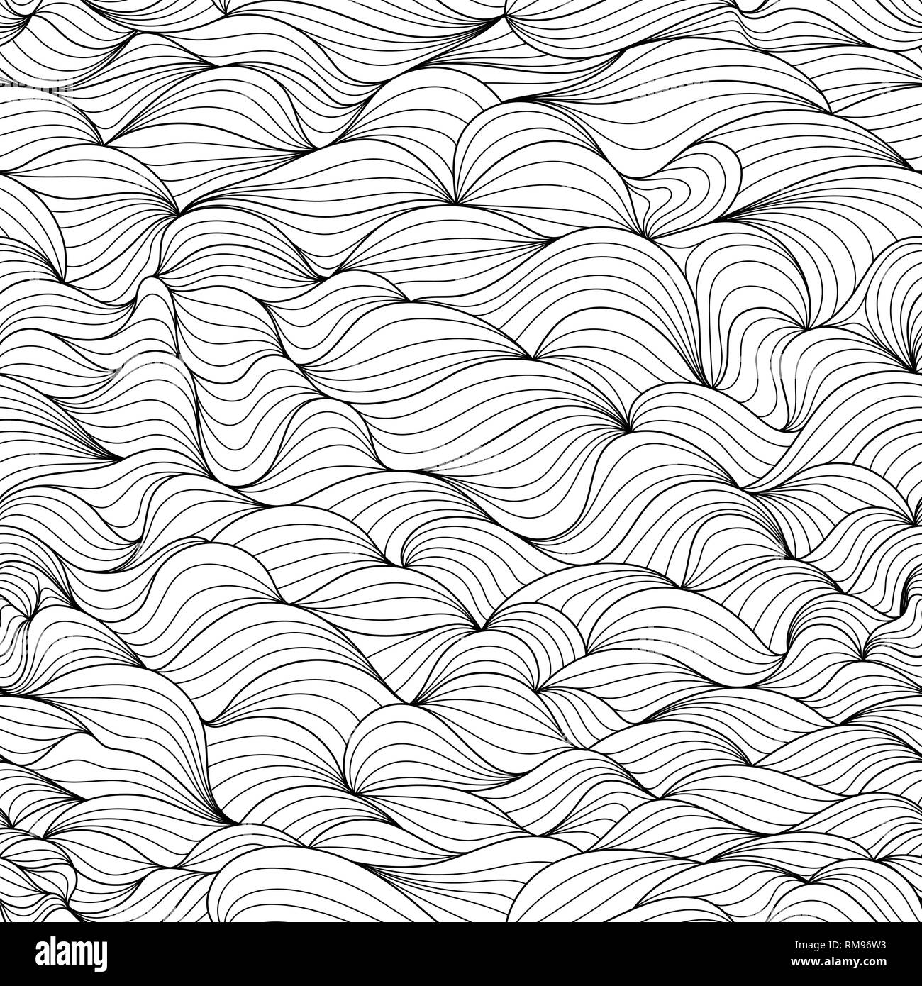 Seamless black and white waves pattern Stock Vector Image & Art - Alamy