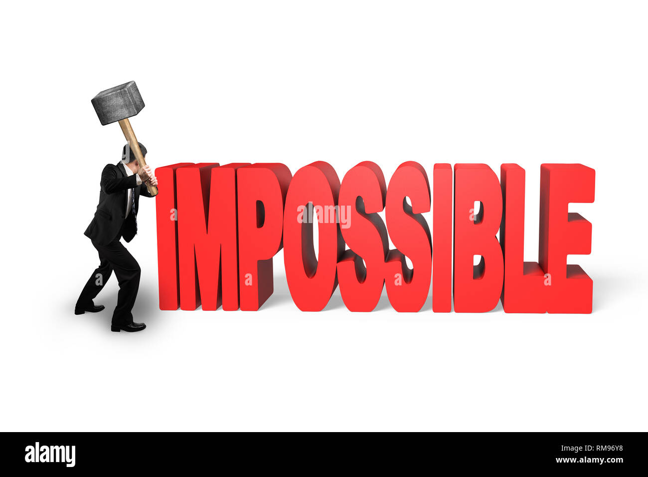 Cracking red impossible 3D word isolated in white background Stock ...