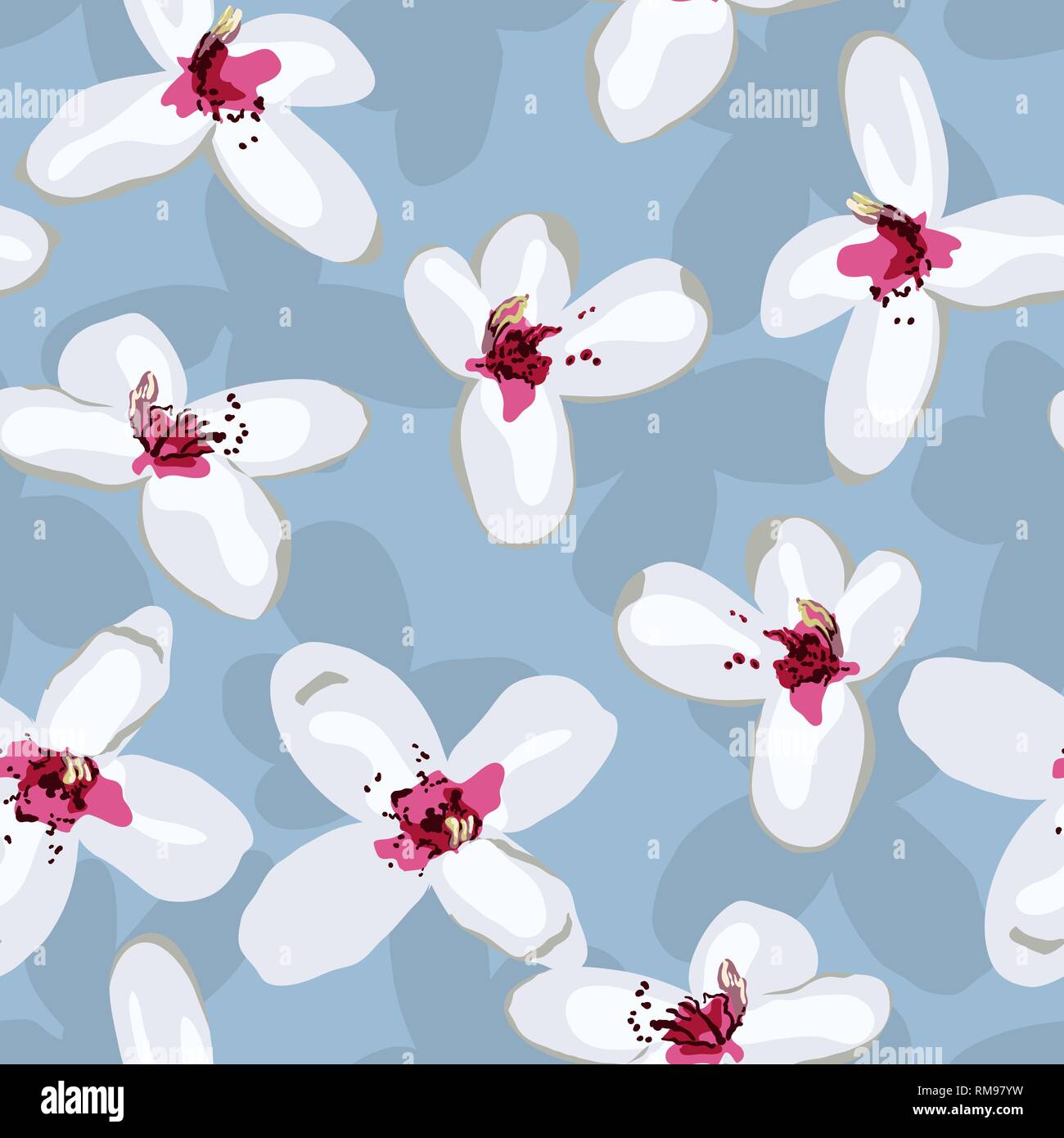 White flowers on grey Stock Vector Images - Alamy