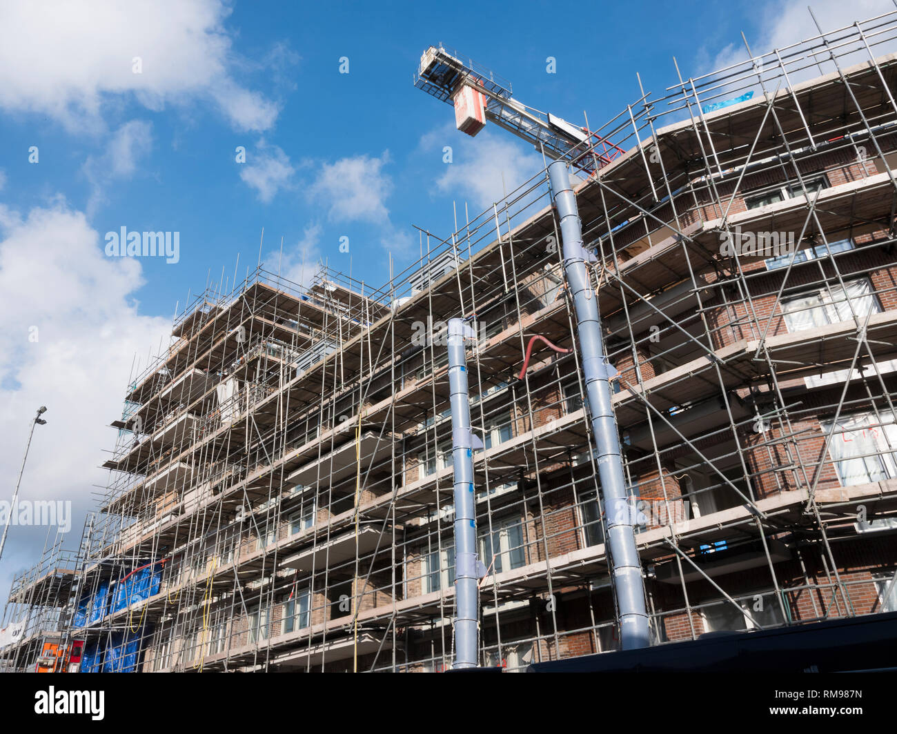 scaffolding around construction site of large building in utrecht Stock ...