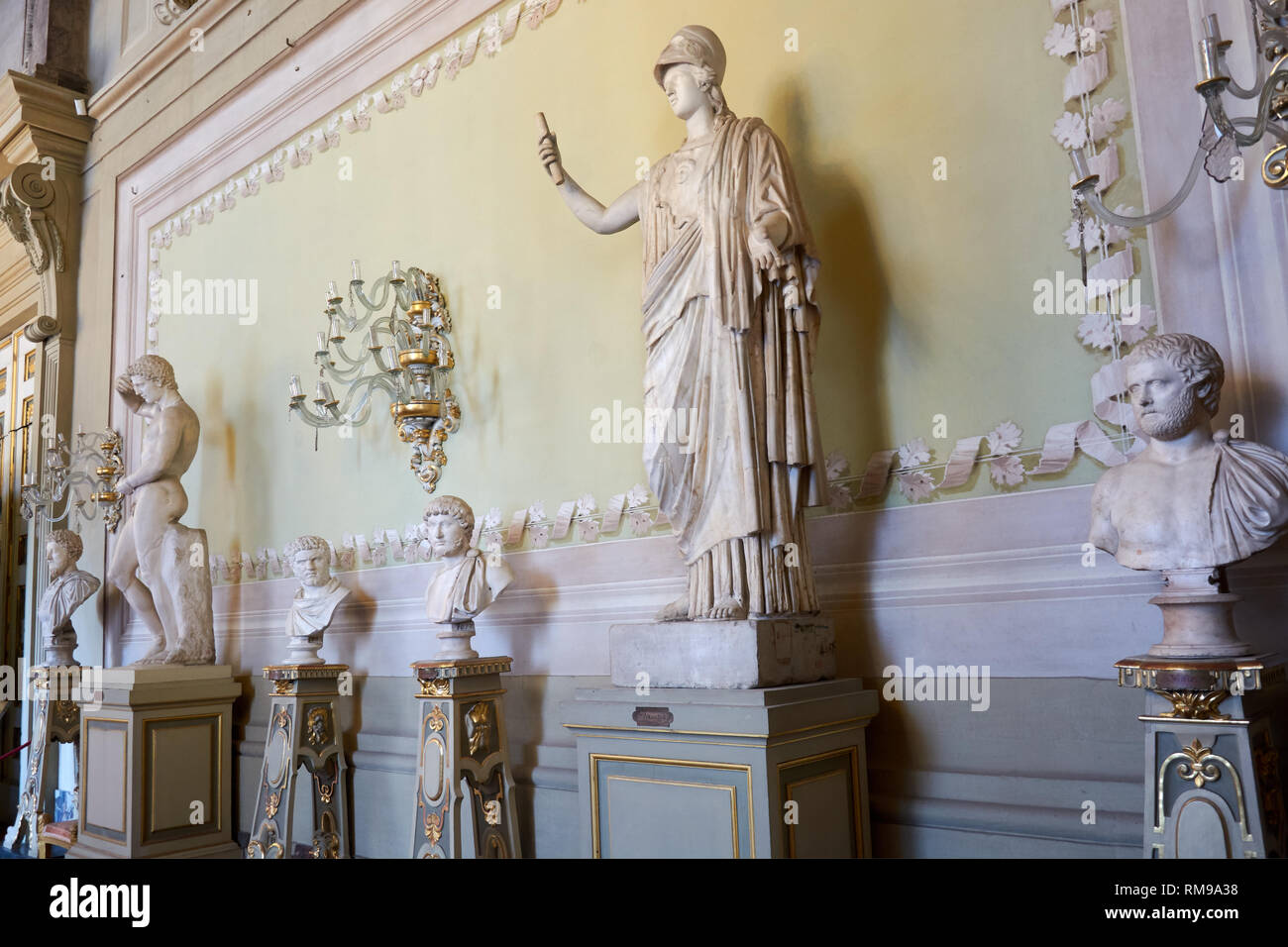 Sculptures in the interior of the first floor of the Pitti Palace ...