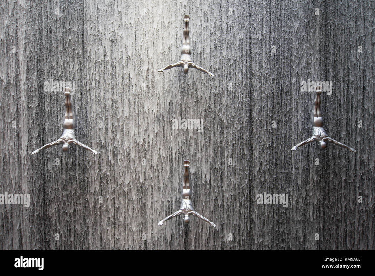 Divers of the Dubai Mall Waterfall, Dubai, United Arab Emirates Stock ...