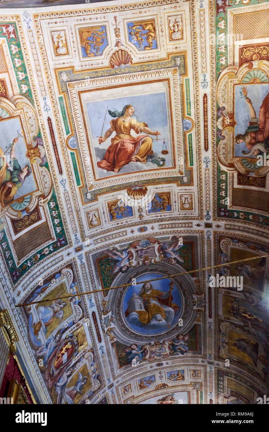 Ceiling in the interior of the first floor of the Pitti Palace, which ...