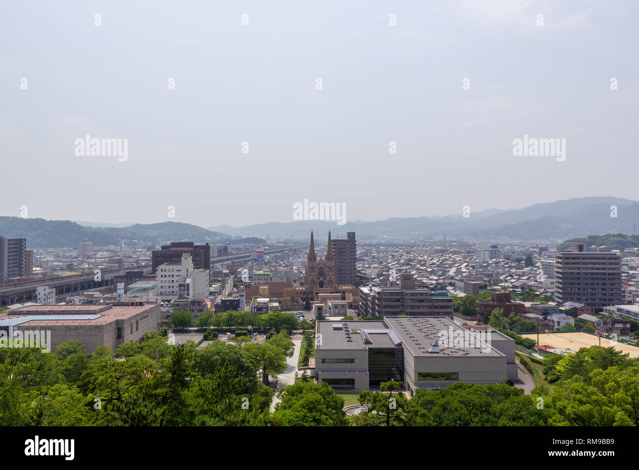 Fukuyama city seen from Fukuyama Castle; Fukuyama, Hiroshima Prefecture ...