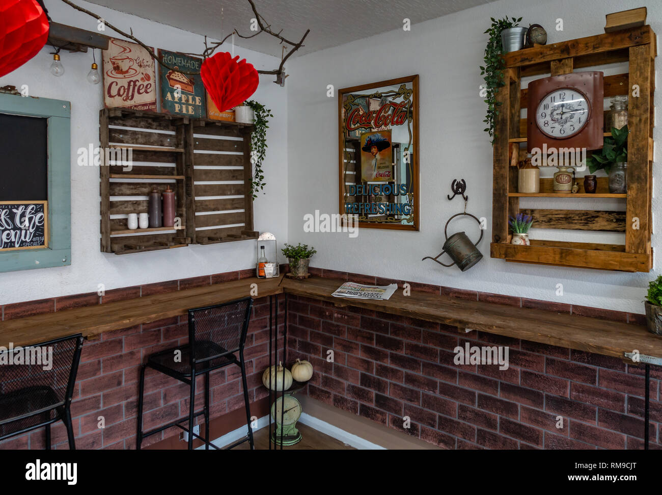 Trendy Cafe interior at Rotherham, Yorkshire, England Stock Photo - Alamy