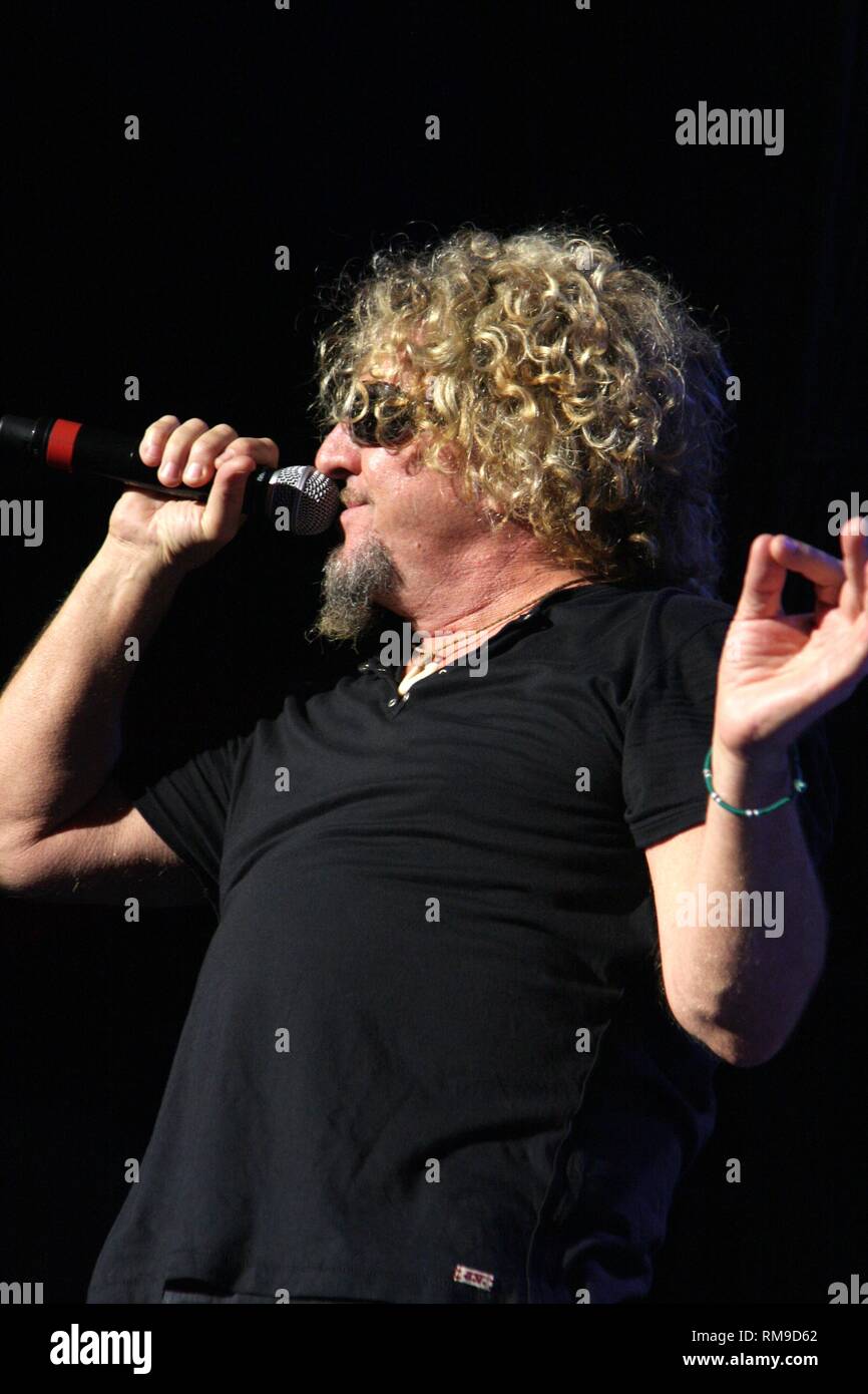 Vocalist Sammy Hagar of Chickenfoot is shown performing on stage during ...