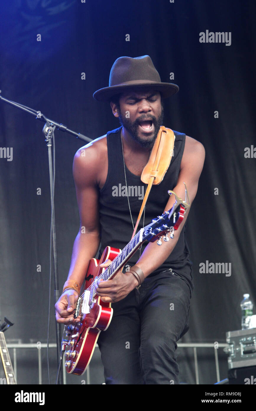 Guitarist and actor Gary Clark Jr is shown performing on stage during a ...
