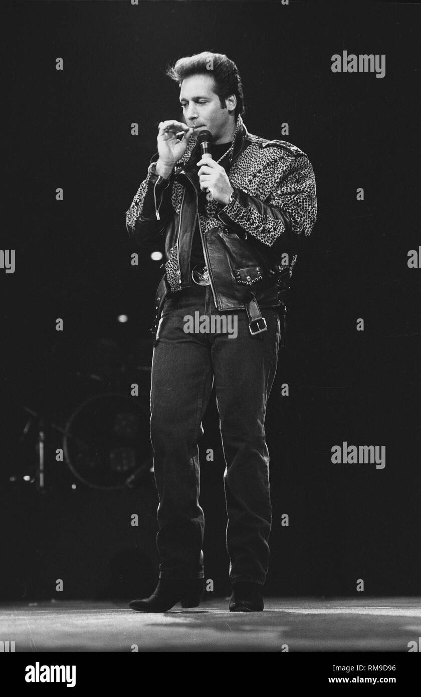 Comedian Andrew "Dice" Clay is shown performing on stage during a "live ...