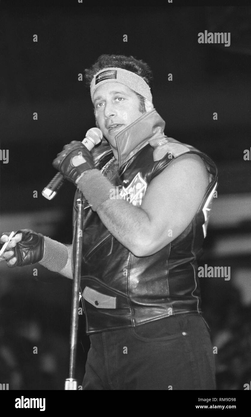 Comedian Andrew "Dice" Clay is shown performing on stage during a "live ...