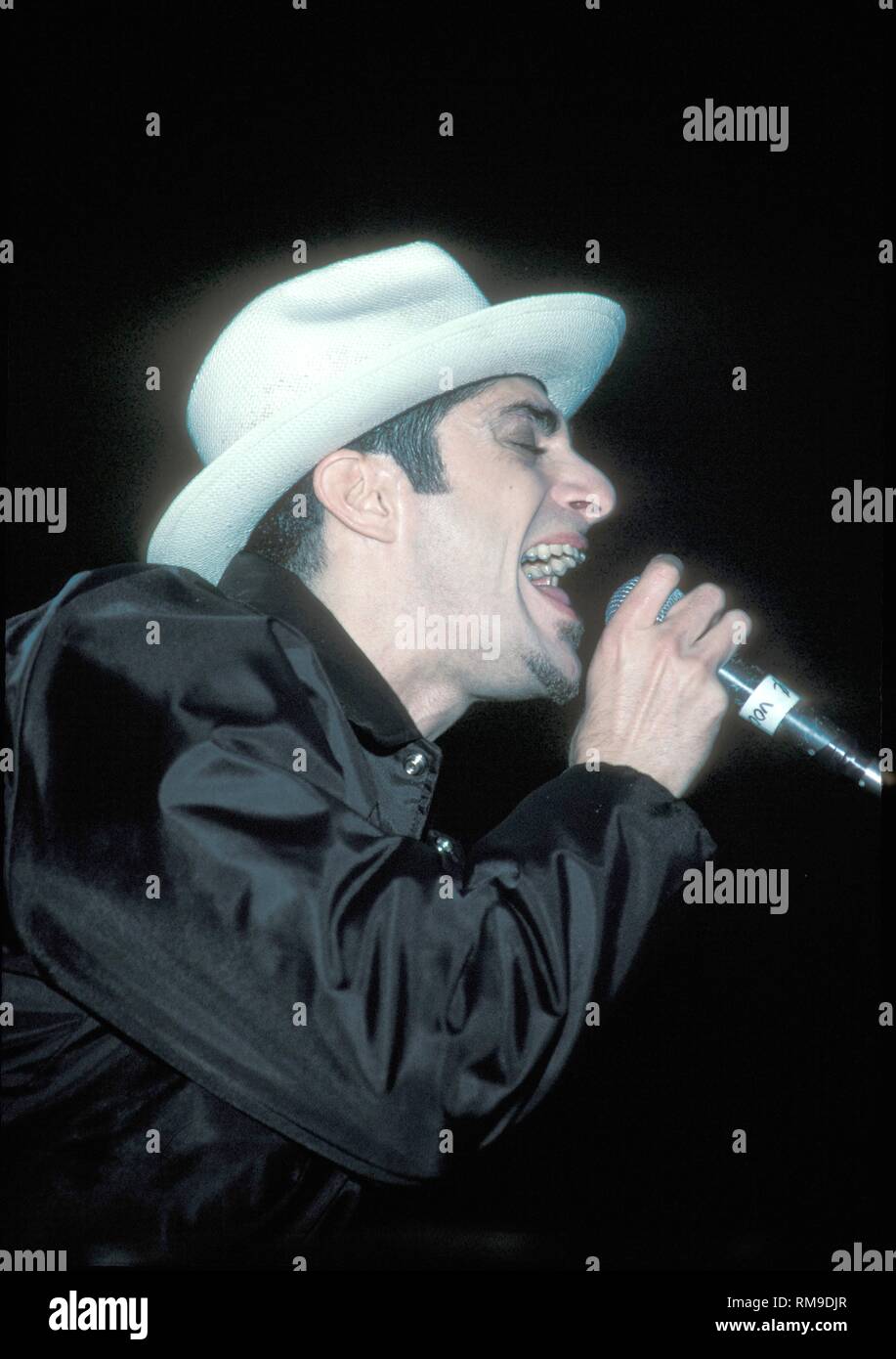 Singer Perry Farrell of Janes Addiction is shown performing on stage ...