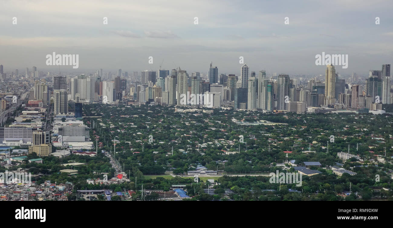 Manila, Philippines - Dec 4, 2018. Aerial view of Manila city with ...