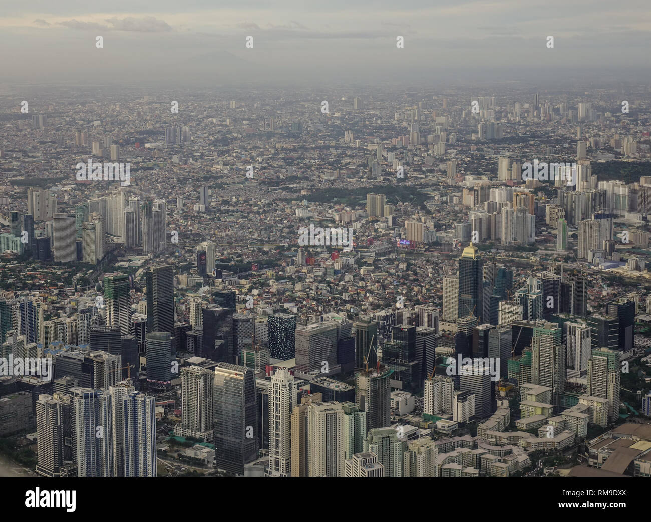 Manila, Philippines - Dec 4, 2018. Aerial view of Manila city with ...