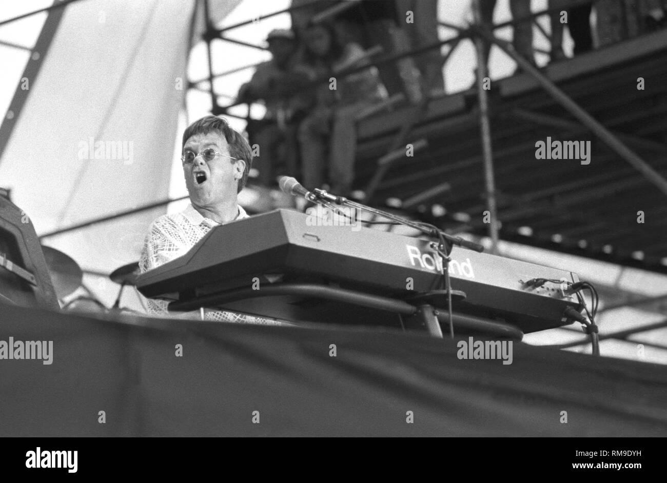 Singer, songwriter, composer and pianist Elton John is shown performing ...