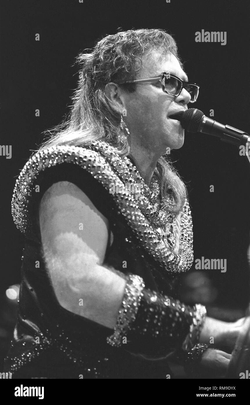 Singer, songwriter, composer and pianist Elton John is shown performing ...