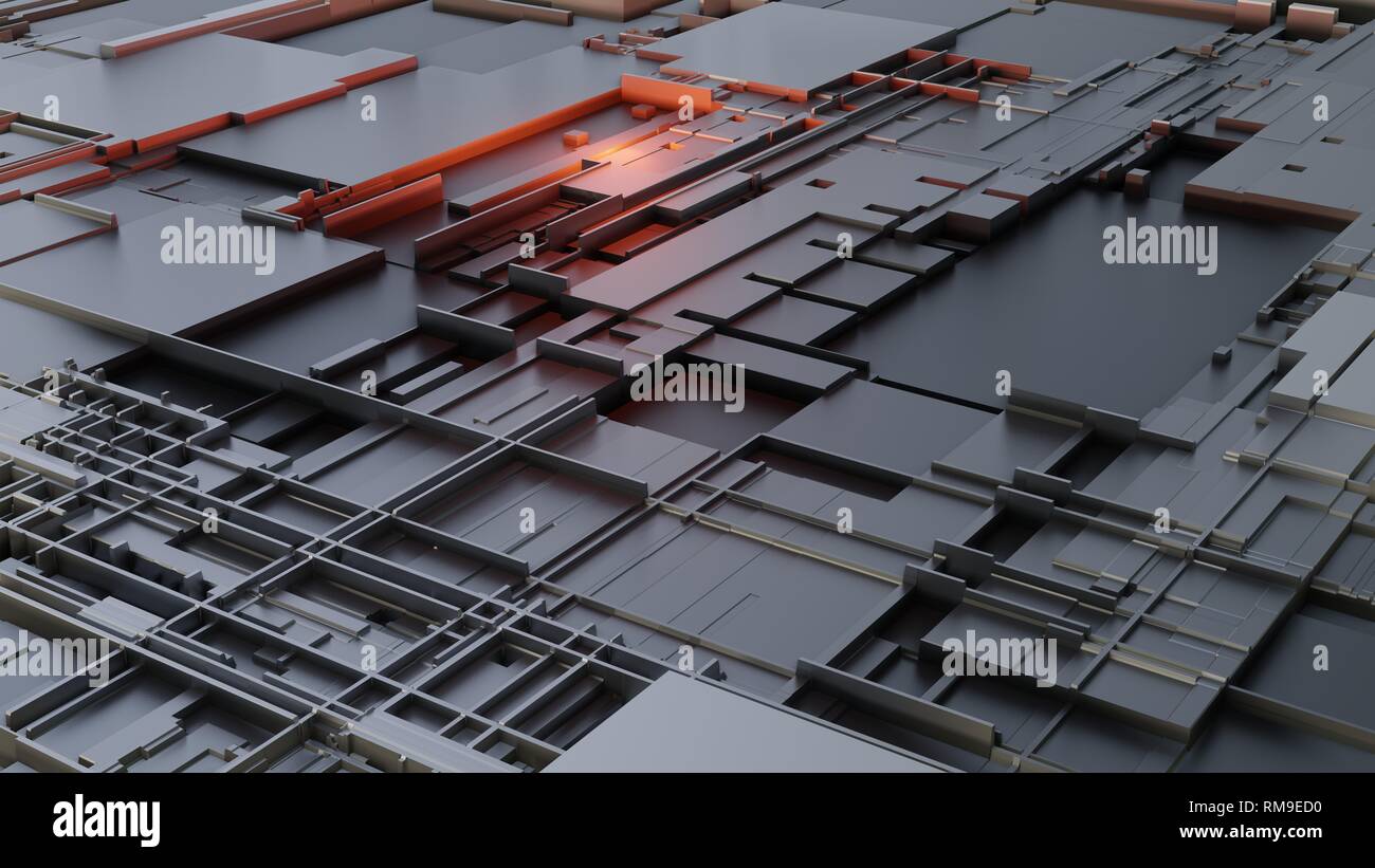 3d render Abstract Technology Background With Cubes Stock Photo - Alamy