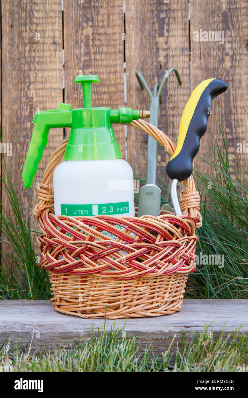 Garden fence wicker basket hi-res stock photography and images - Alamy