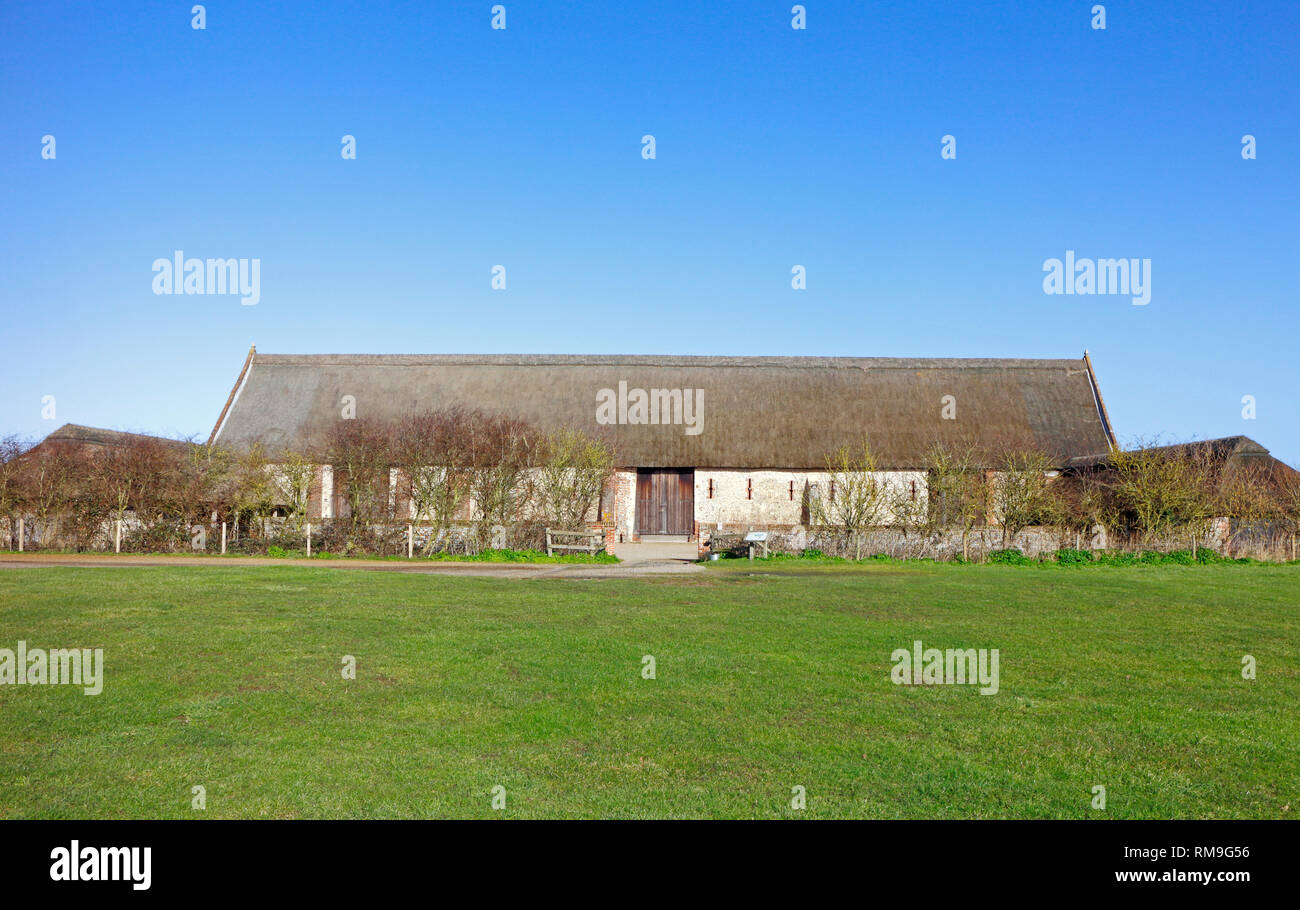 A view of the fully restored Elizabethan Great Barn on the Norfolk ...