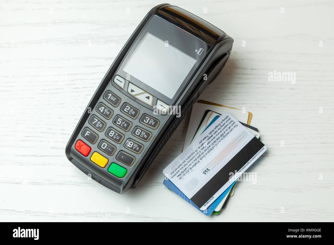 POS terminal, Payment Machine with credit card on white background ...