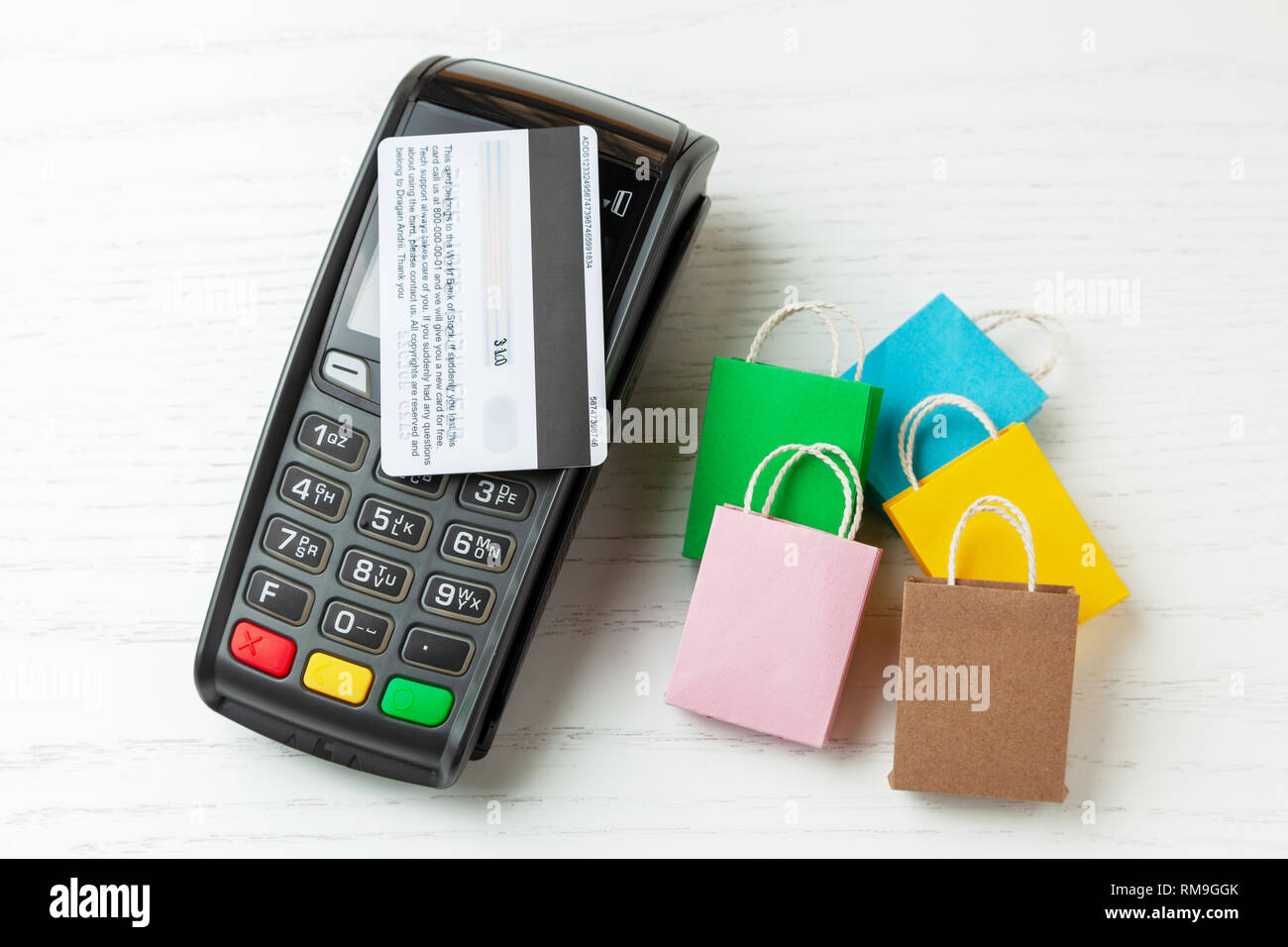POS terminal, Payment Machine with credit card on white background ...