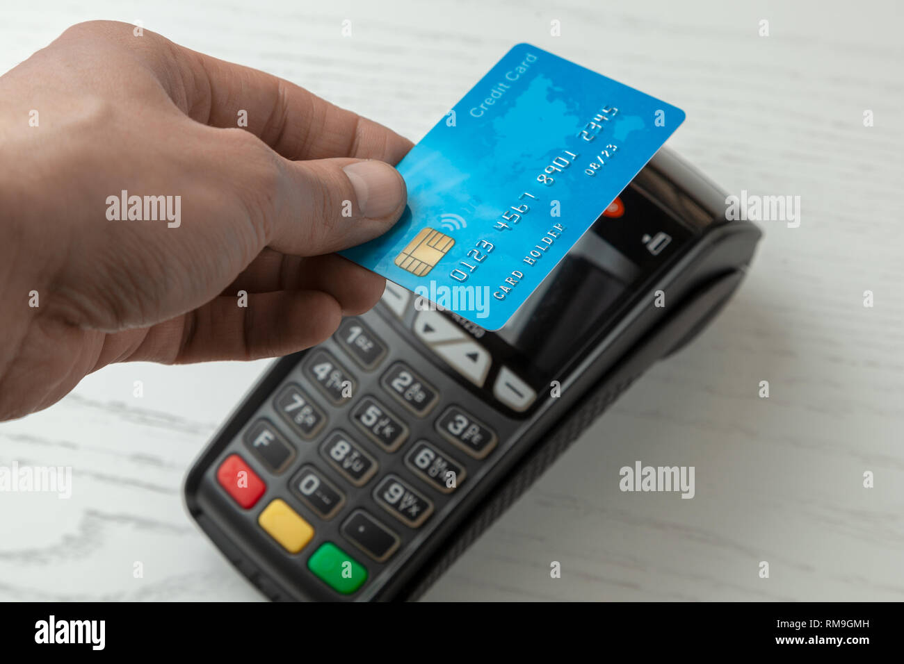 POS terminal, Payment Machine with credit card on white background ...