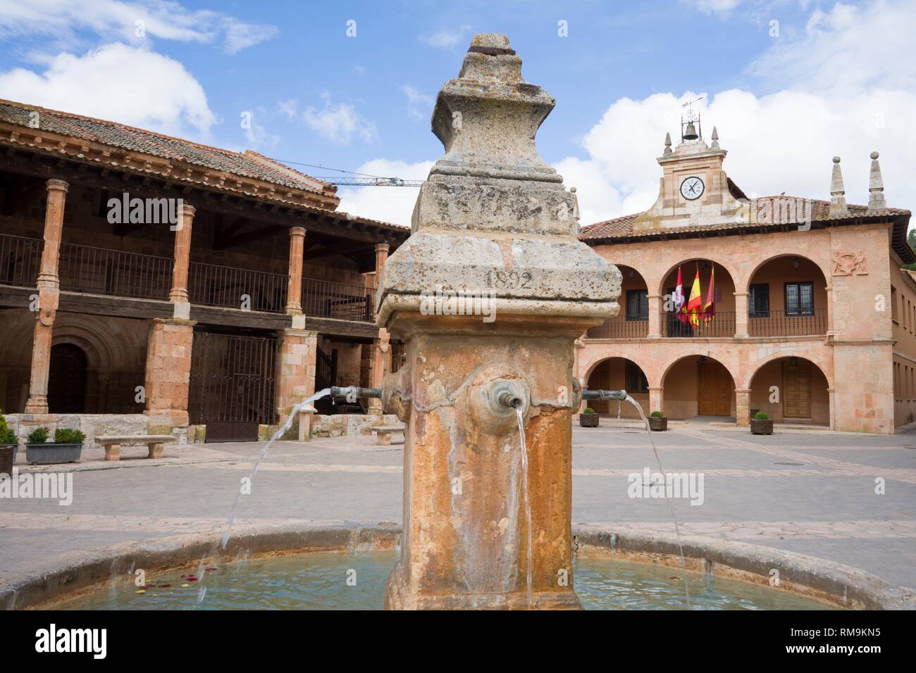 Fountain at Ayllon village Cradle Of The Red Villages Of Segovia Spain ...