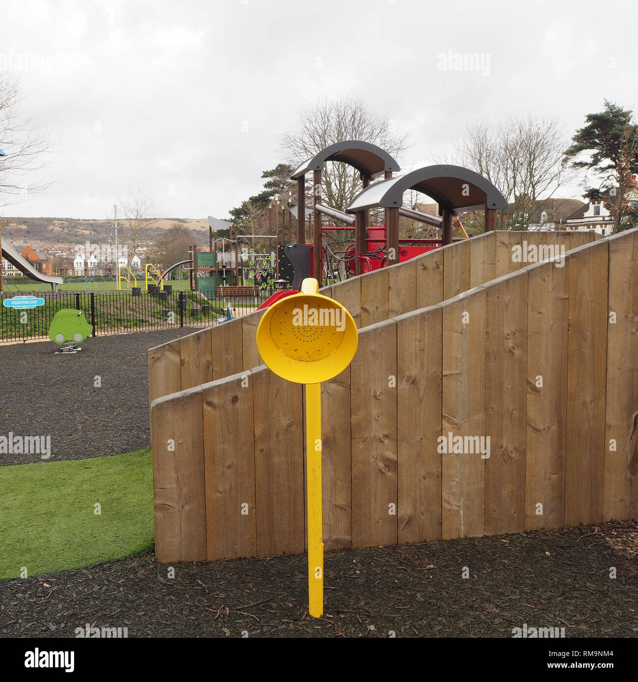 Yellow Talk Tube in a park Stock Photo - Alamy