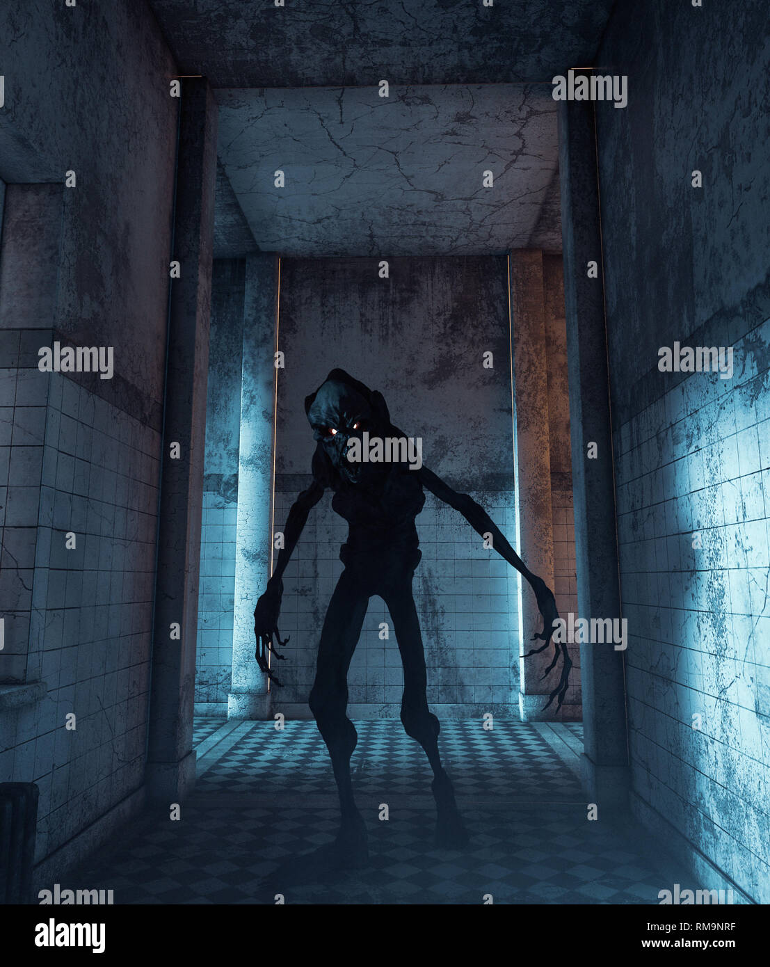 Creepy monster in a haunted house,3d rendering Stock Photo - Alamy