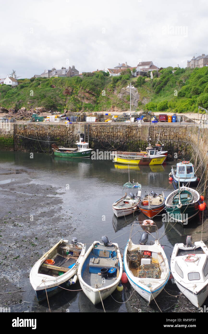 Small Fishing Boats in Crail Harbour. Fife, Scotland, UK Stock Photo ...
