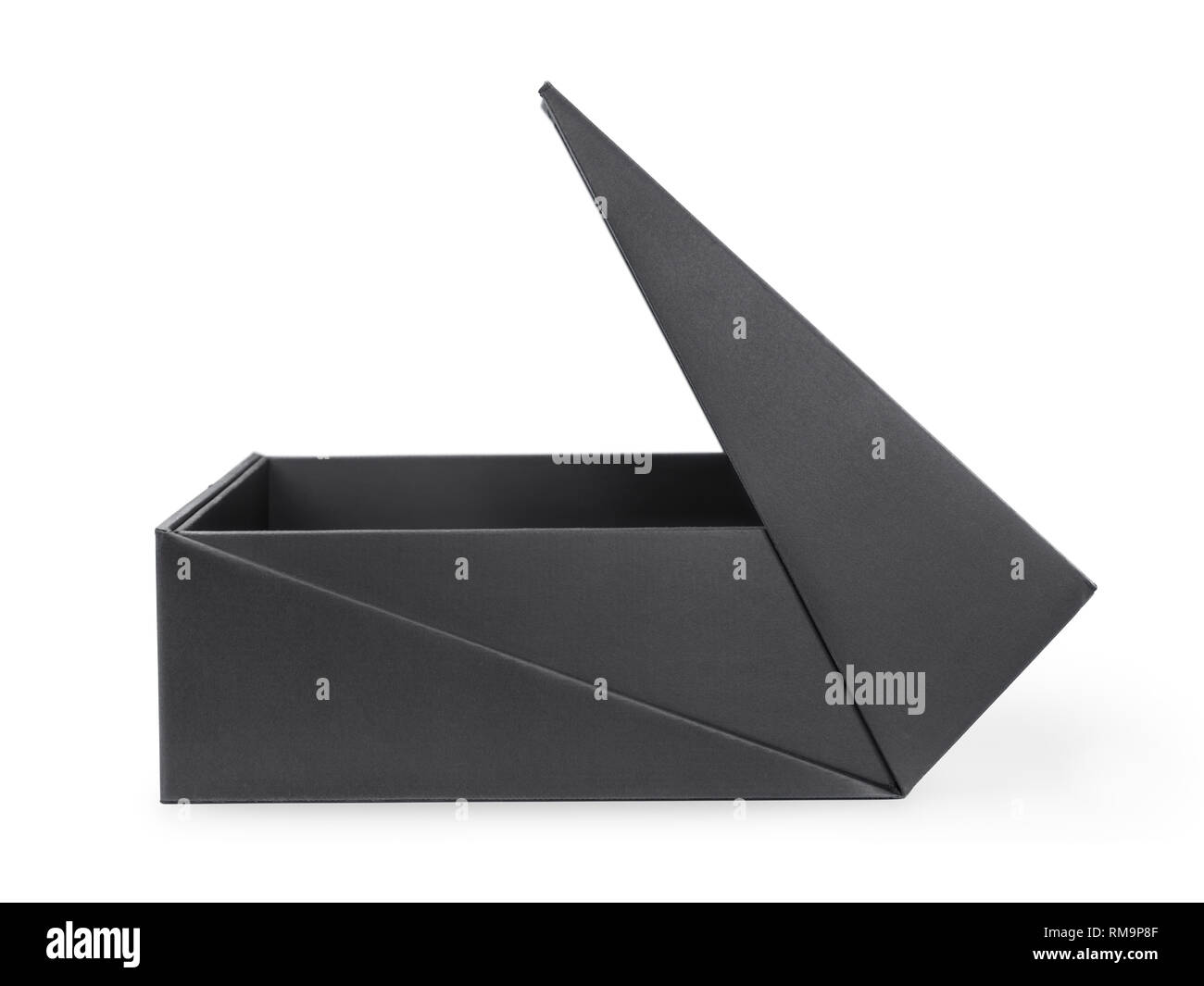Open large black box side view. Isolated on white, clipping path ...