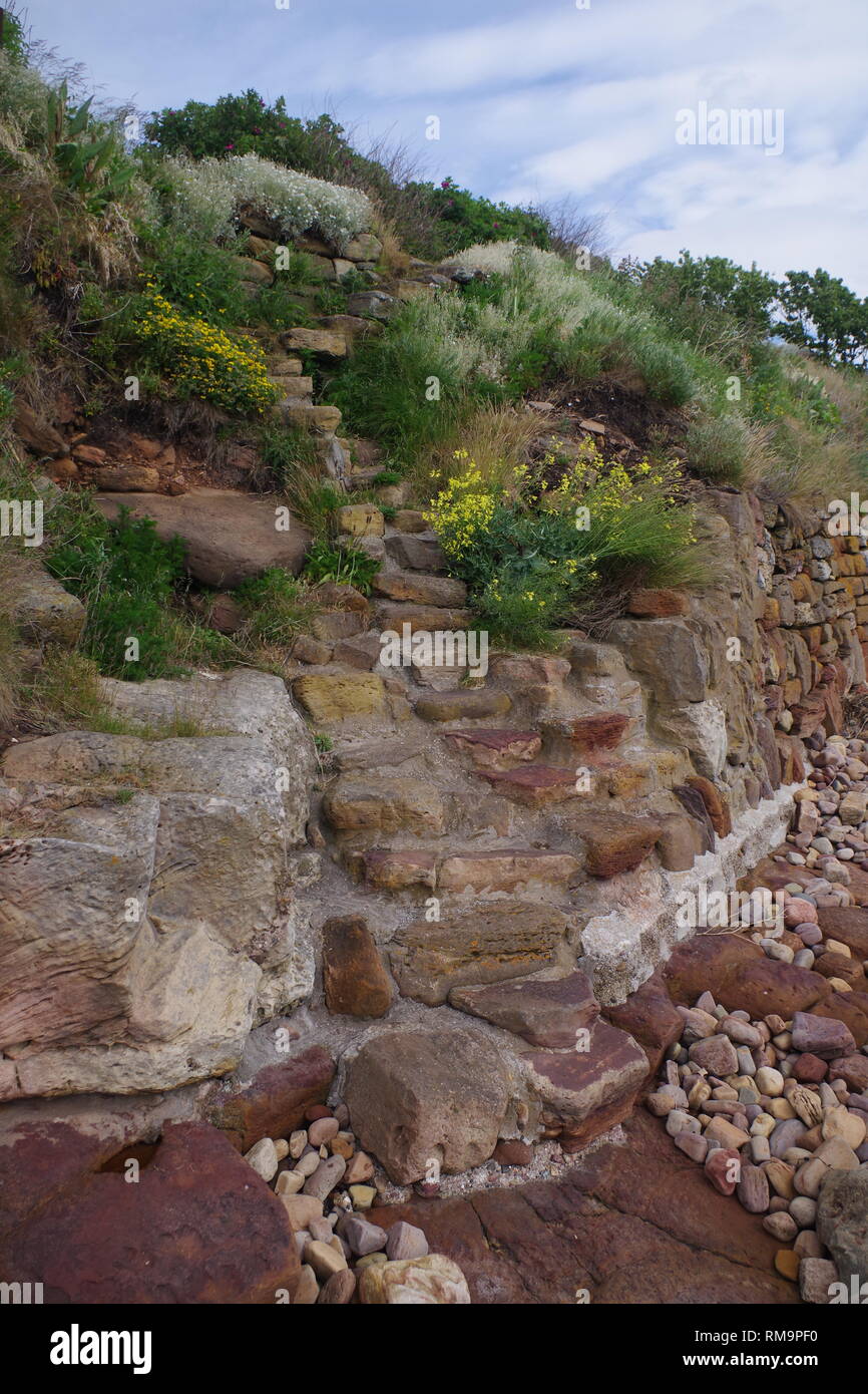 Rustic Stone Steps leading Down to the Shore. Crail, Fife, Scotland, UK ...