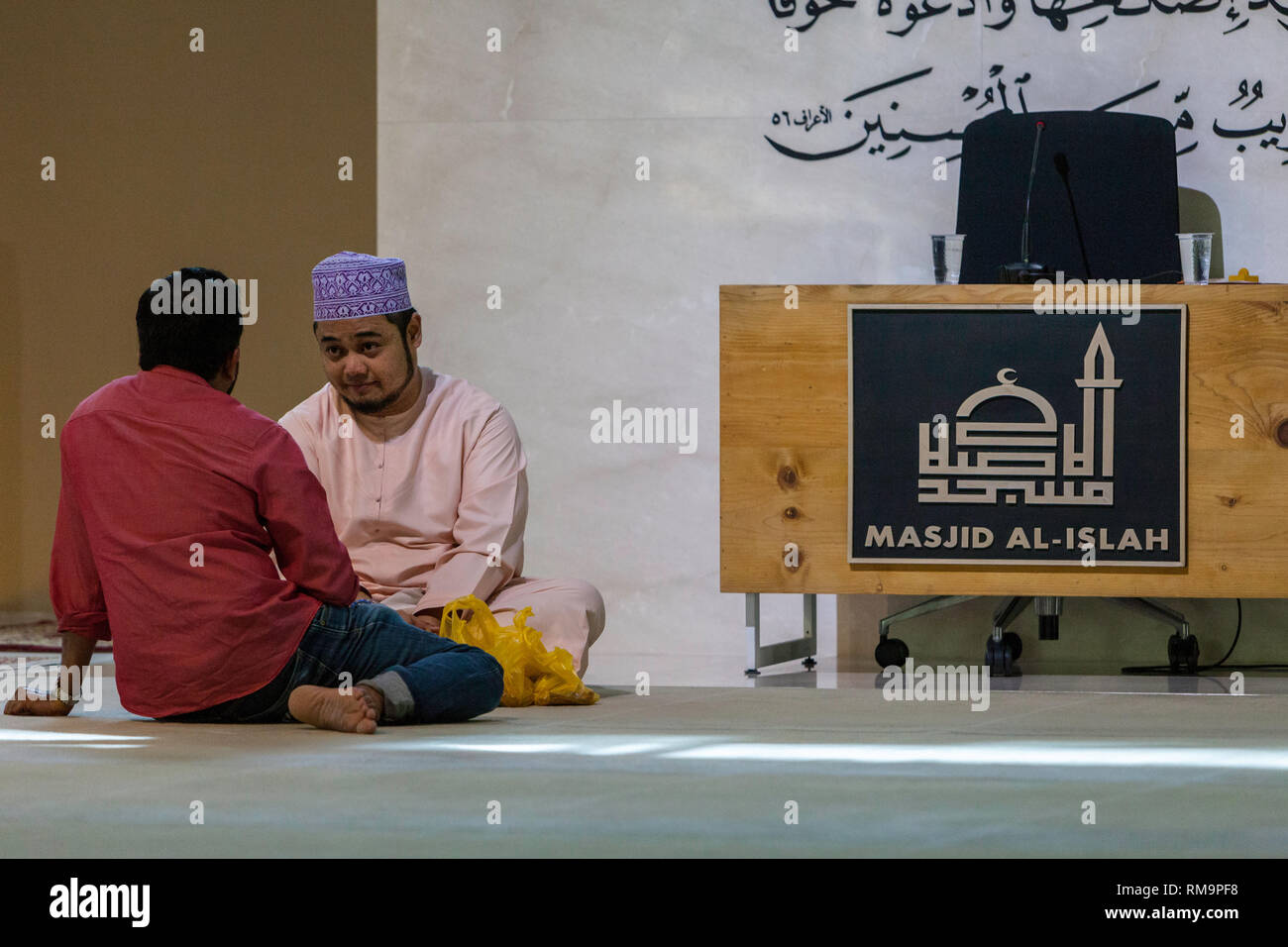 Two Men Talking after Prayers at Masjid Al-Islah, Al-Islah Mosque ...