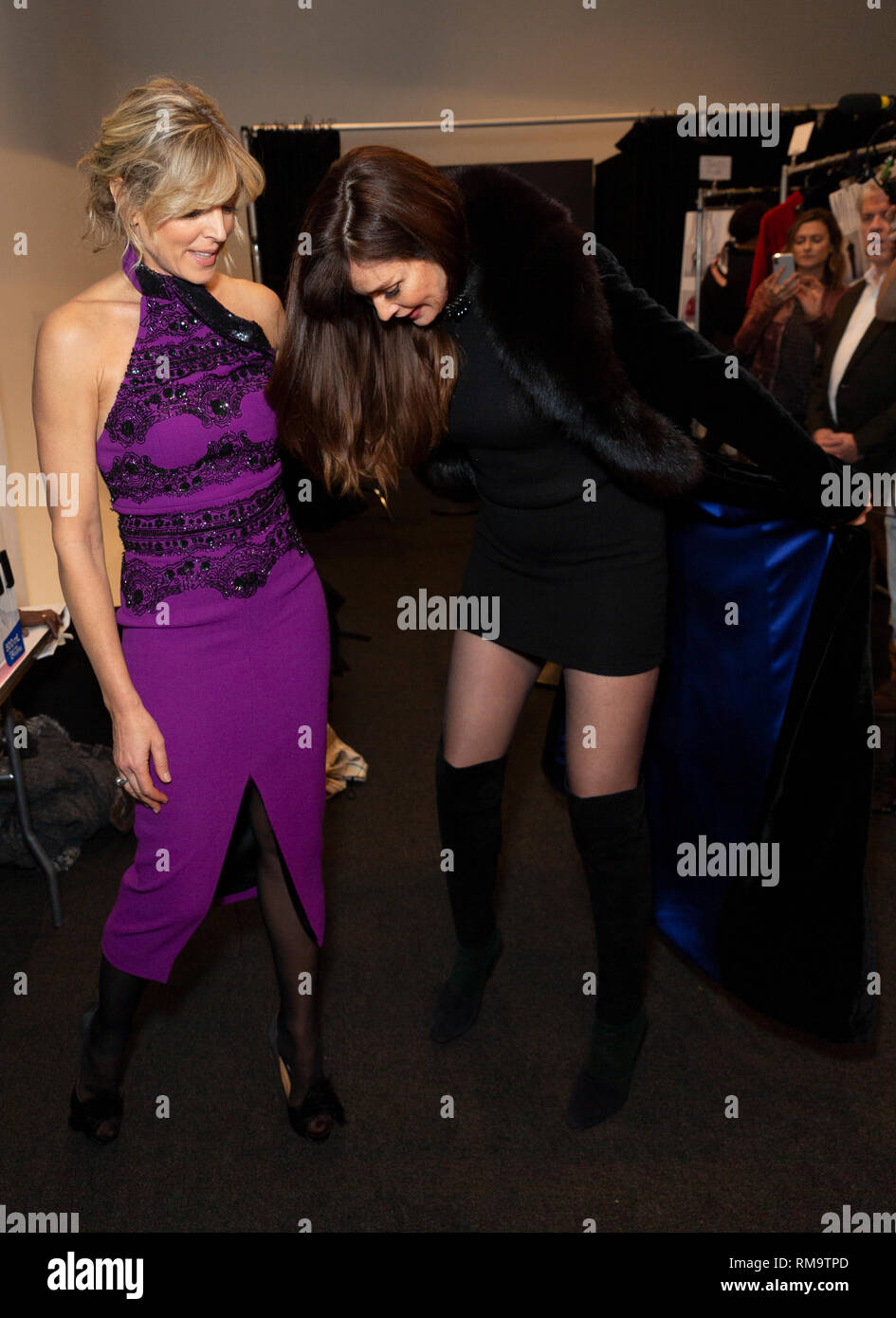 New York, USA - February 13, 2019: Marla Maples and Carol Alt pose ...