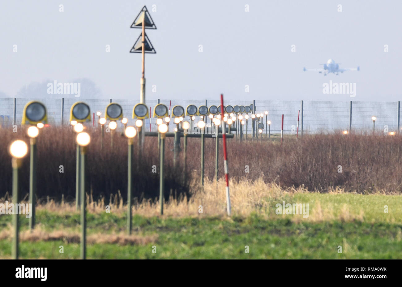 Hohn, Germany. 14th Feb, 2019. A Learjet for the target representation ...