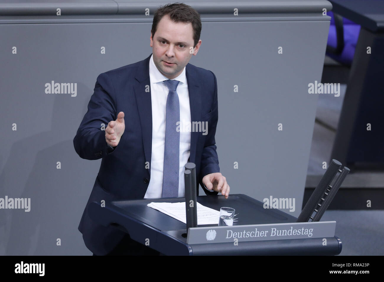 Berlin, Germany. 14th Feb, 2019. Andreas Lenz of the CDU/CSU speaks at ...