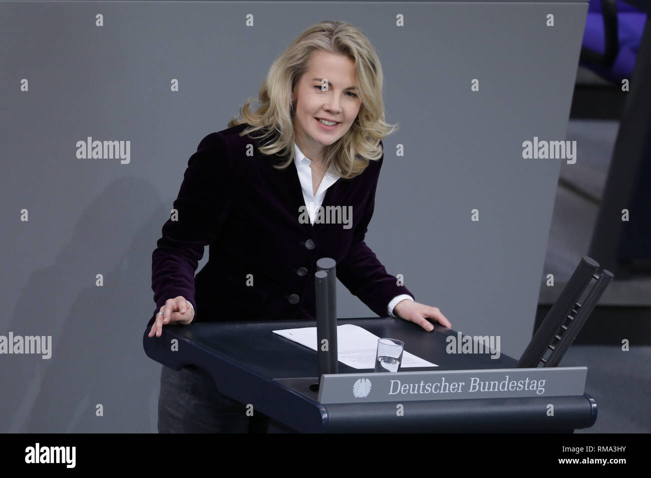 Berlin, Germany. 14th Feb, 2019. Linda Teuteberg of the FDP speaks at ...