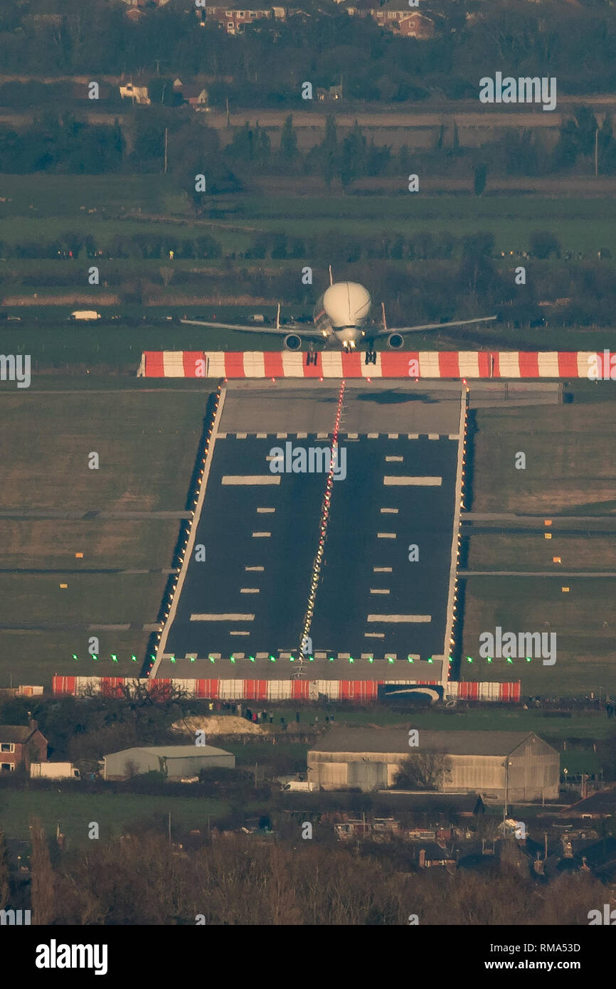 Hawarden Aerodrome/Broughton, UK. 14h February, 2019. Viewed from Waun ...