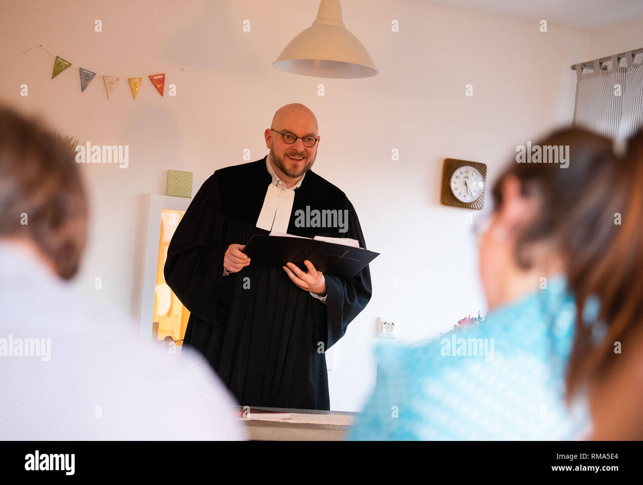 Bayreuth, Germany. 14th Feb, 2019. Hannes Schott, Protestant pastor ...
