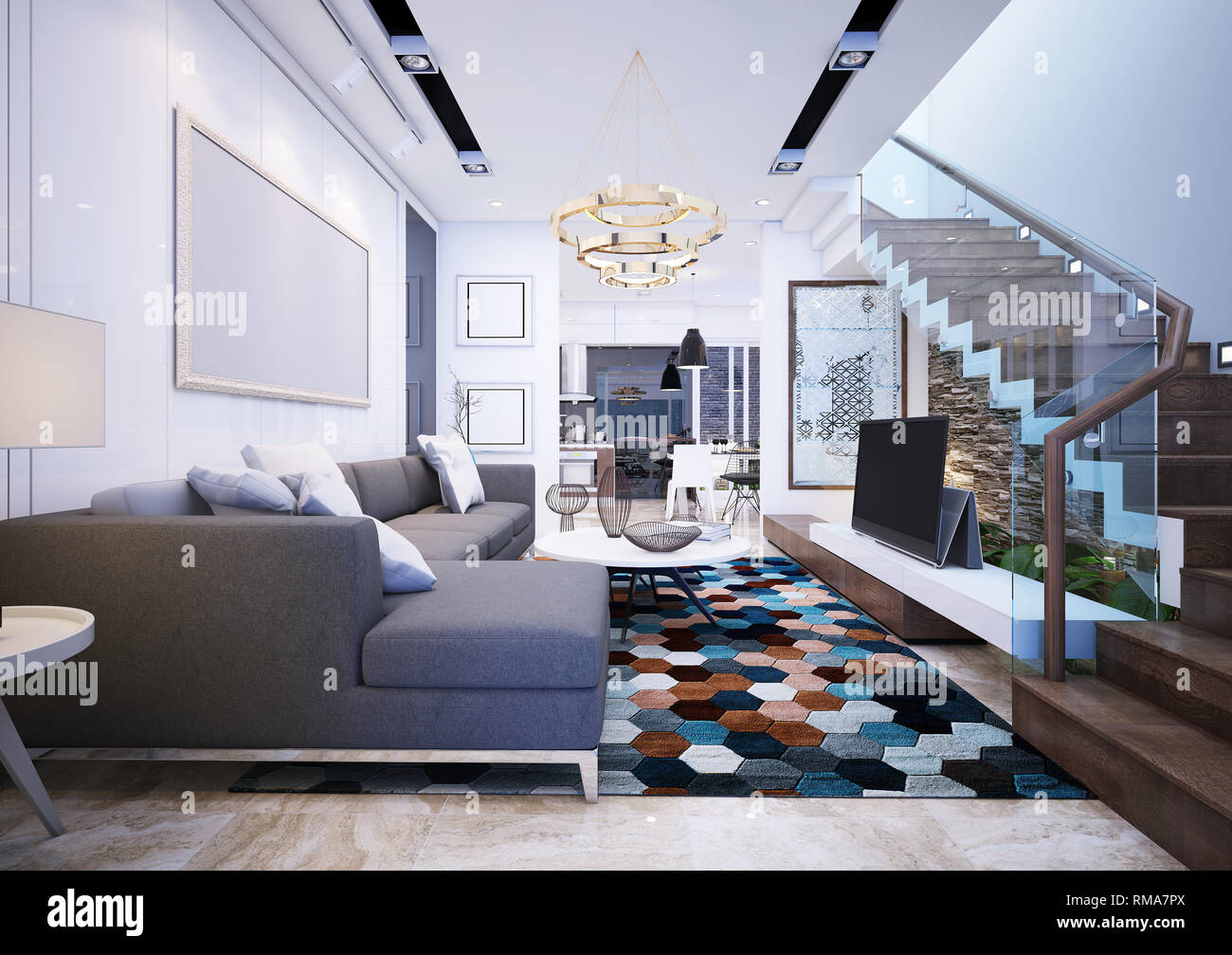 3d render modern home interior Stock Photo - Alamy