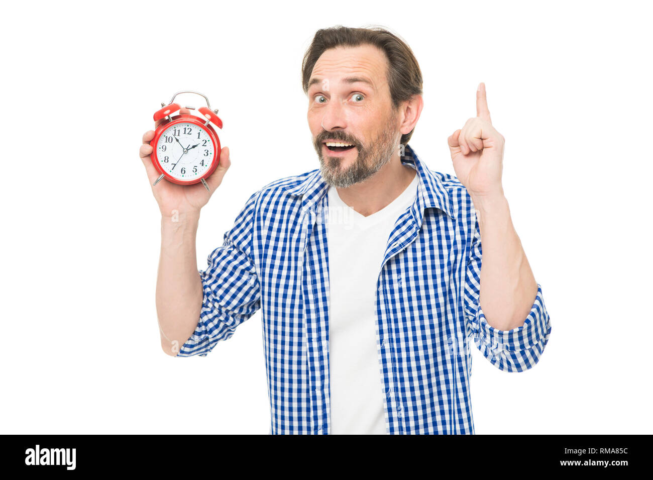 Check up time. Timekeeping and time measurement. Mature timekeeper with ...