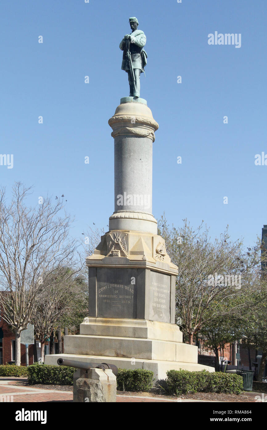 Confederate Memorial, in Orangeburg, South Carolina, USA. Inscription ...