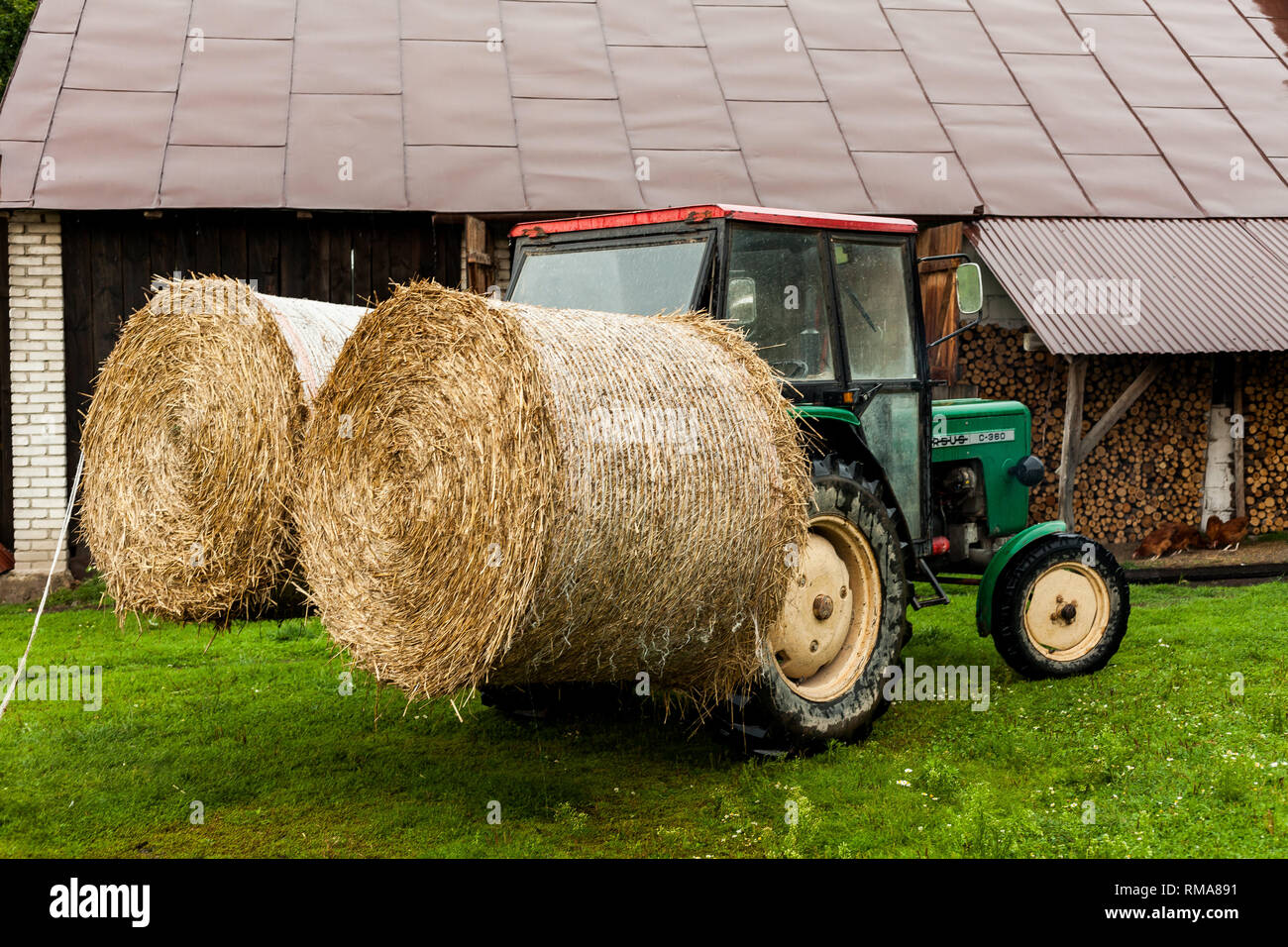 BIRMINGHAM, UK - March 2018 Two Bundle of Haystack Attached at the Back ...