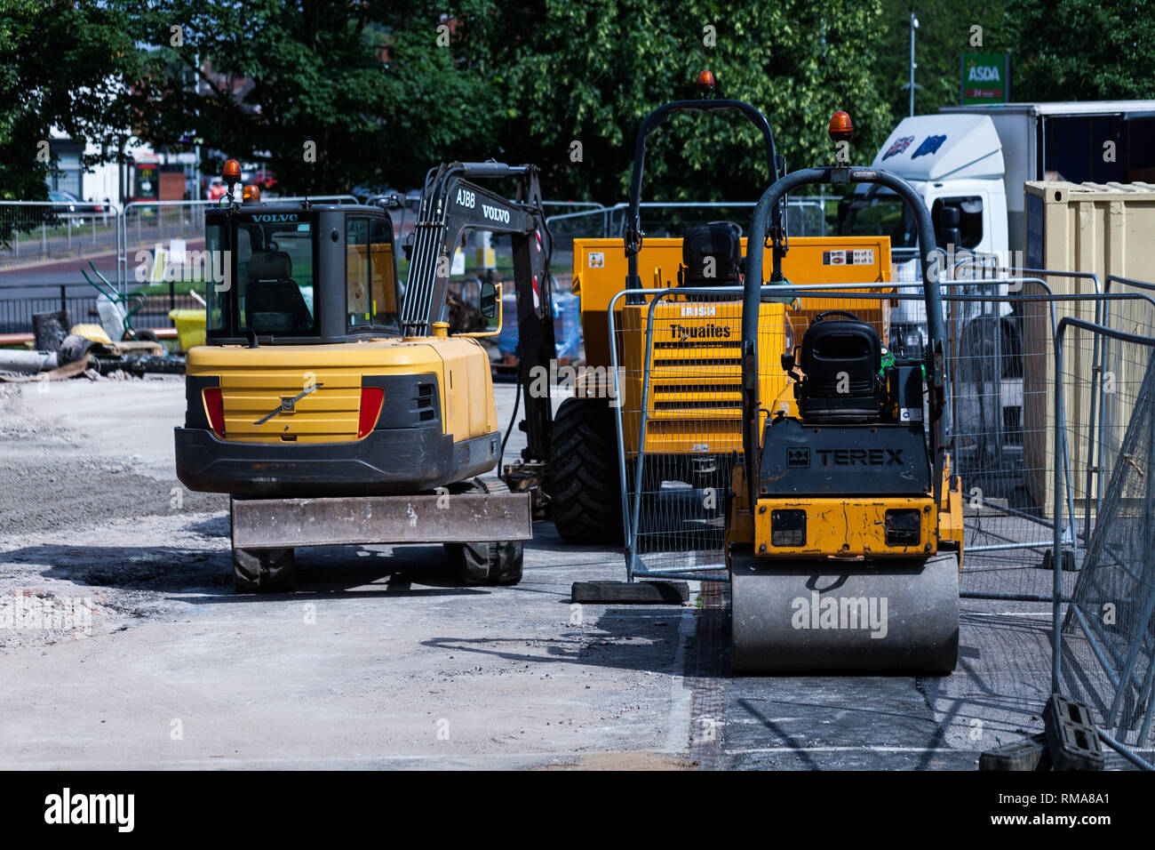 BIRMINGHAM, UK - March 2018 Civil Plant Hire Ground Equipment Resting ...