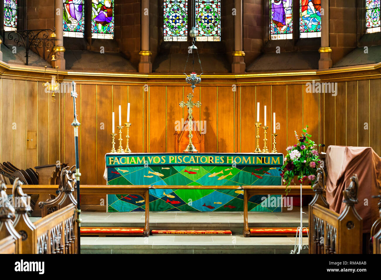 BIRMINGHAM, UK - March 2018 Chancel Area in Church for Choir and Clergy ...