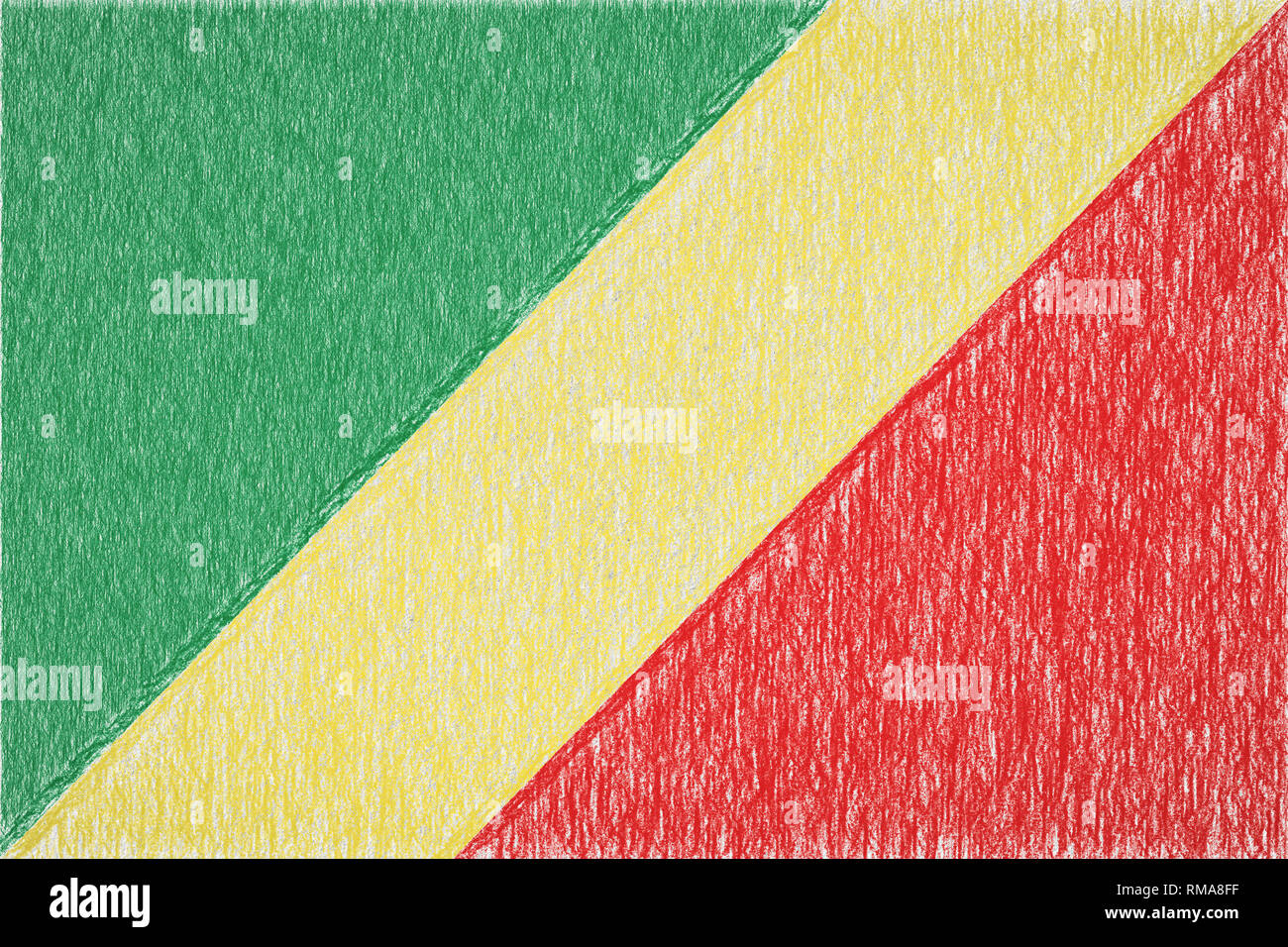 Congo painted flag. Patriotic drawing on paper background. National ...