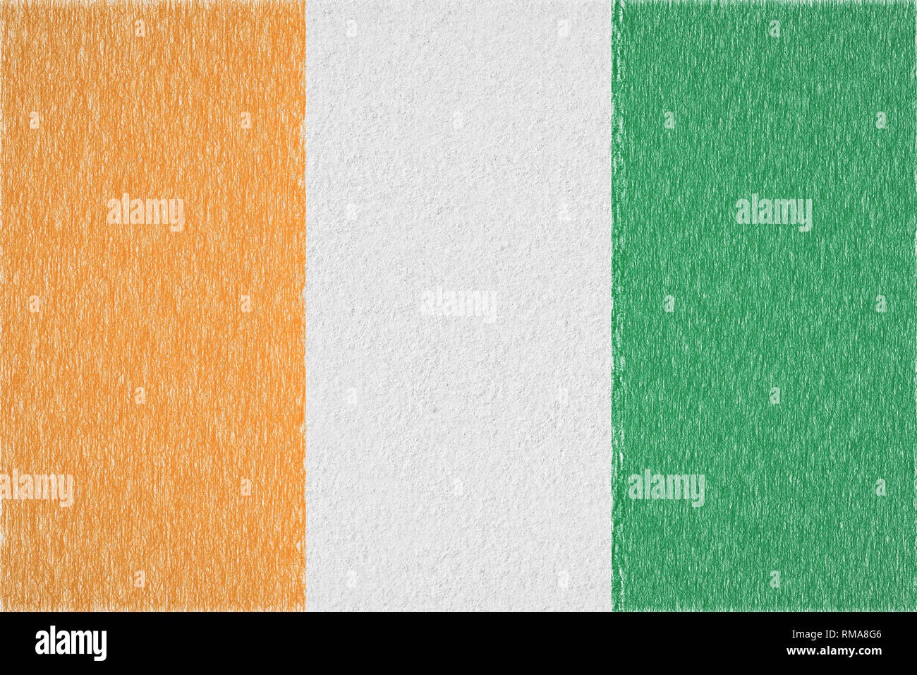 Cote d'ivoire - Ivory Coast painted flag. Patriotic drawing on paper ...