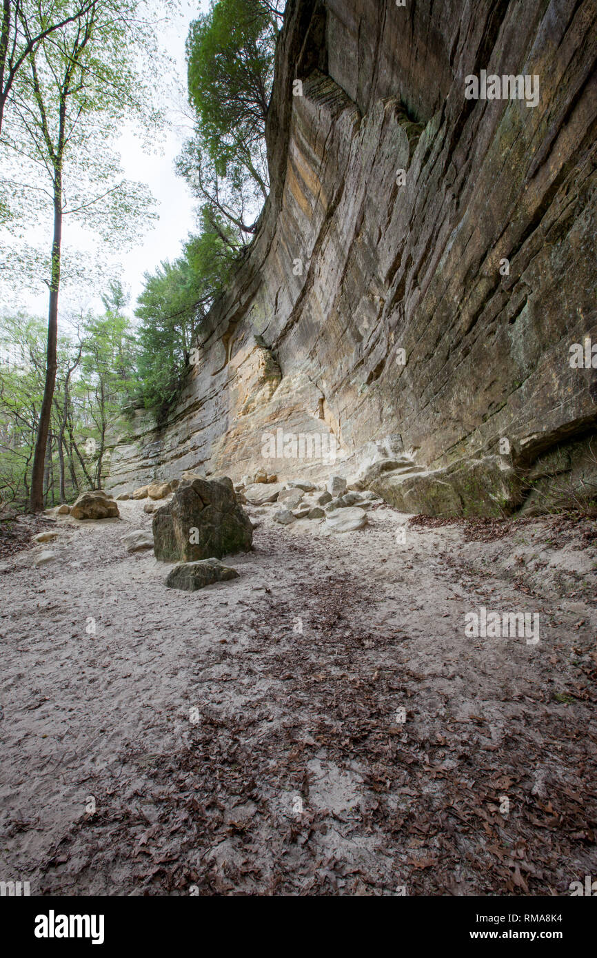 Looking up at the impressive St. Peter Sandstone cliffs in St. Louis ...